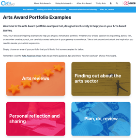Introducing the Arts Award Portfolio Examples Hub